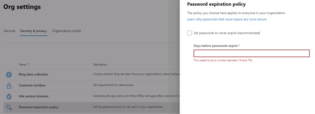 Set a password expiration policy in Office 365 portal - IT Support Camp